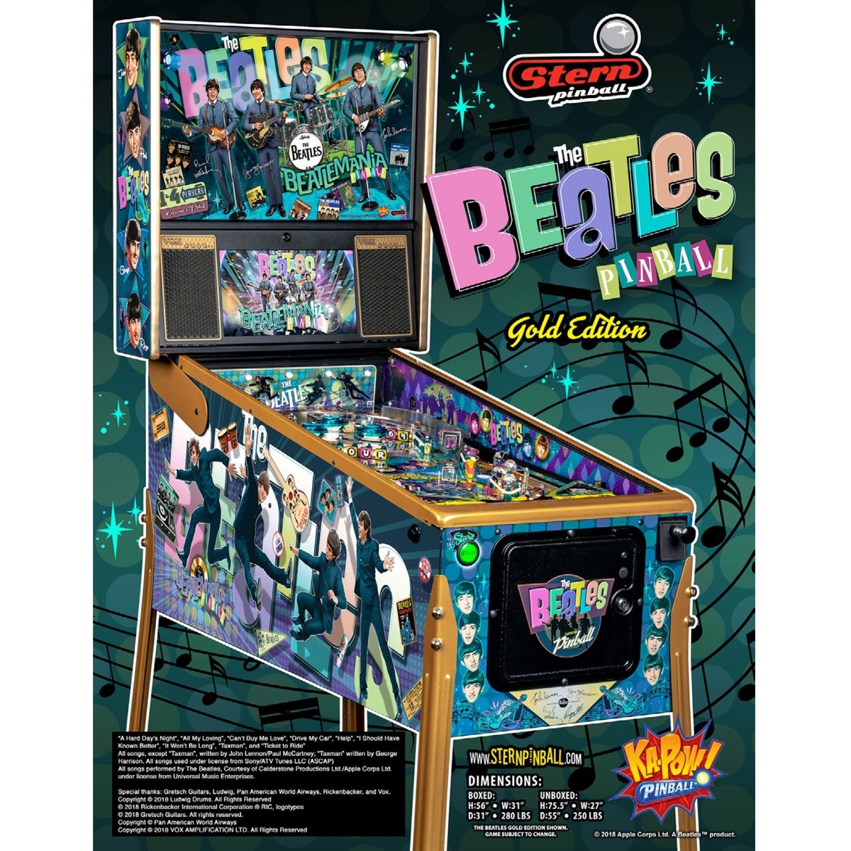 Beatles Gold Pinball Machine - Game Room Planet