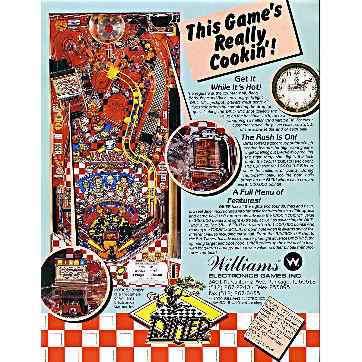 Diner Pinball Machine by Williams - Game Room Planet