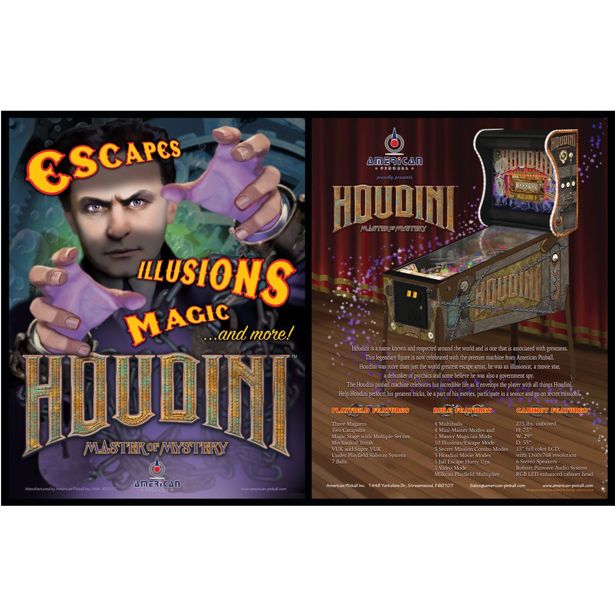 Houdini “Master of Mystery” Pinball Machine - Game Room Planet