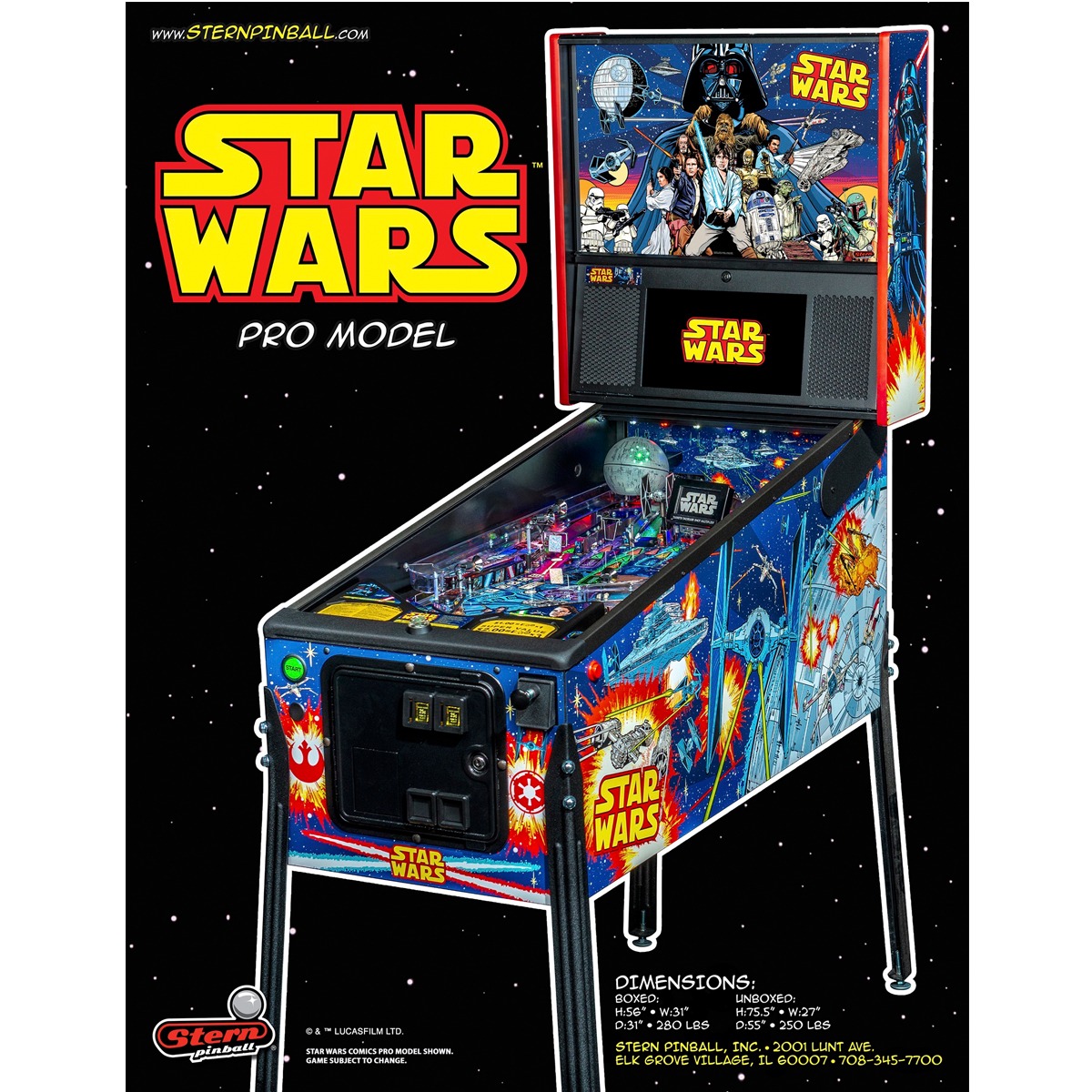 Star Wars Comic Art Pro Pinball Machine - Game Room Planet